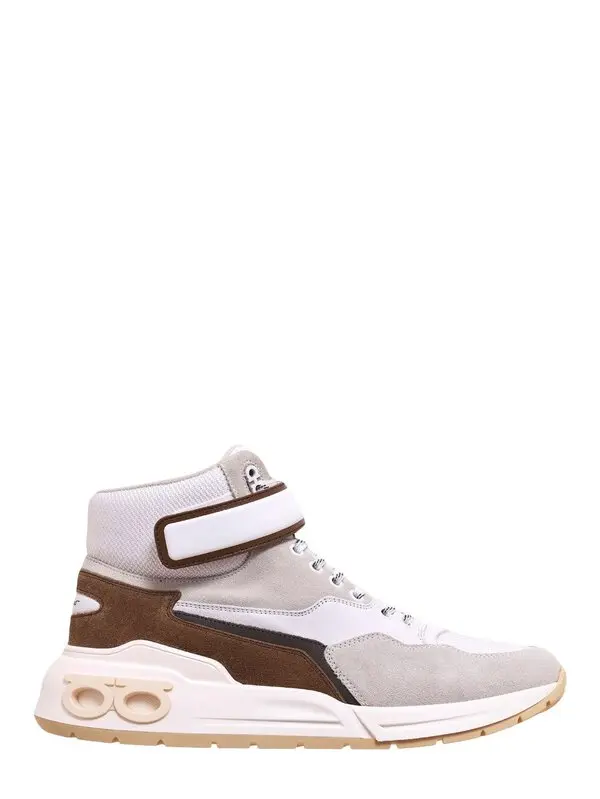 FERRAGAMO Panelled Hi-top Sneakers - White