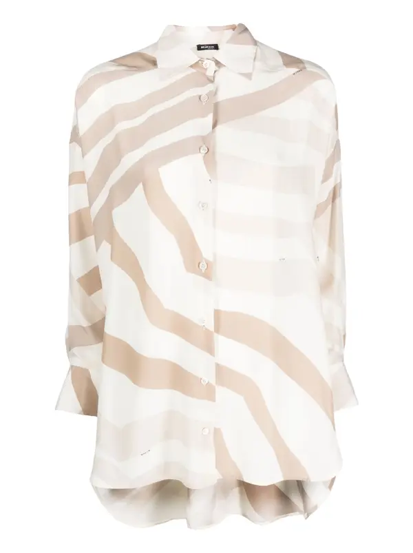 Kiton Abstract-print Long-sleeve Shirt - Neutrals