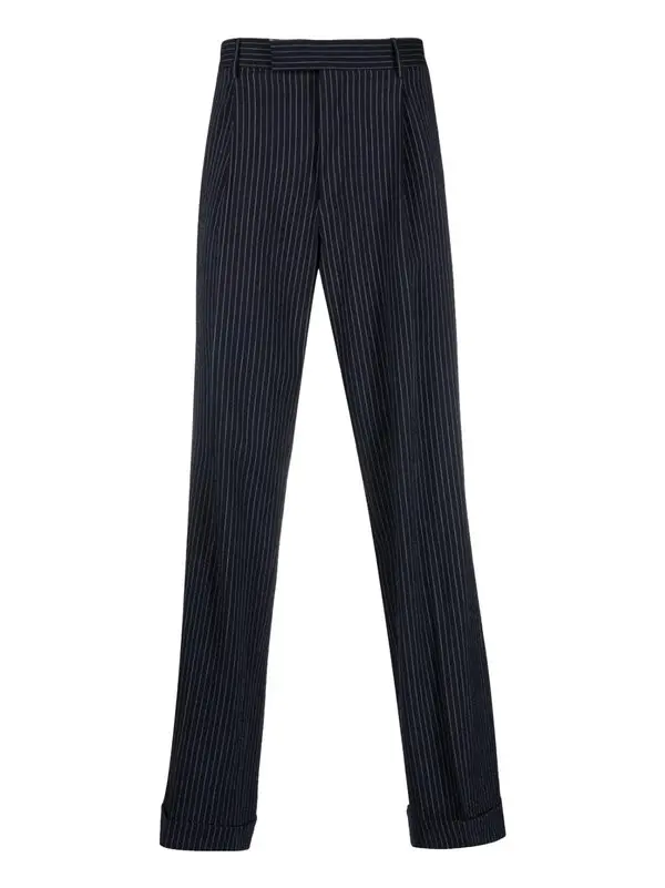 PT TORINO Pinstripe Straight-leg Trousers - Blue