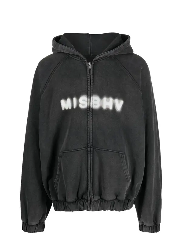 MISBHV Logo-print Zip-up Hoodie - Black