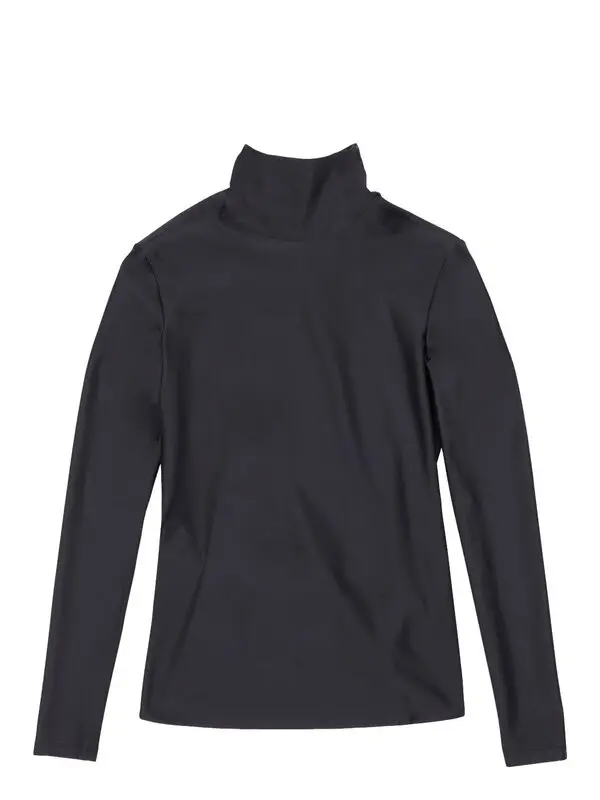 Balenciaga Long-sleeve Silk Turtleneck With Back Cut-out - Black