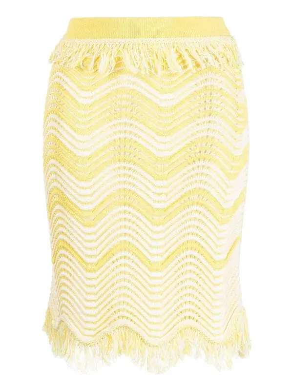 GENNY Fringe-detail Knitted Skirt - Yellow