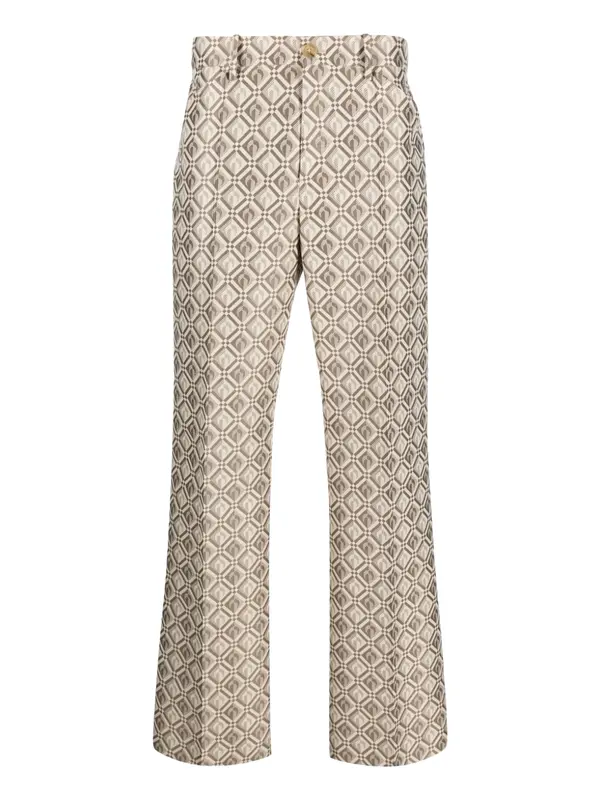 MARINE SERRE Moon Diamant Straight-leg Trousers - Neutrals