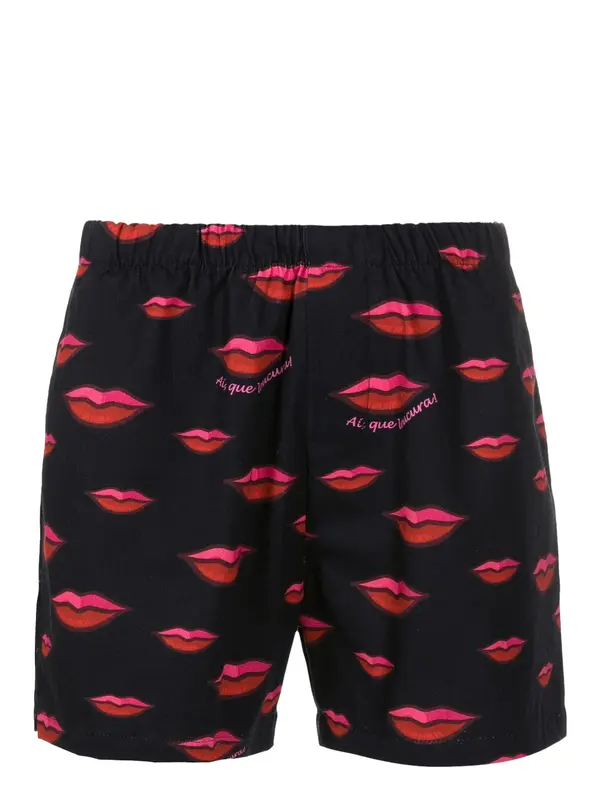 AMIR SLAMA Lips Pattern Shorts - Black