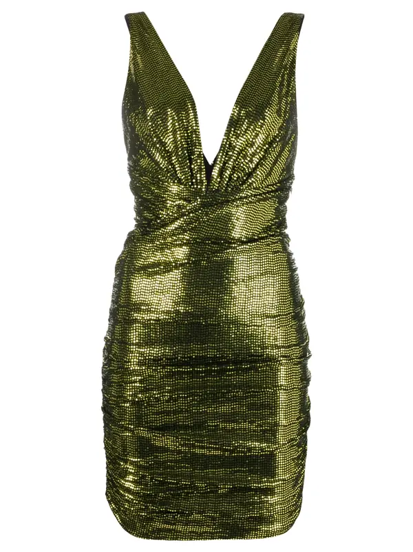 Alexandre Vauthier Metallic Ruched Dress - Yellow
