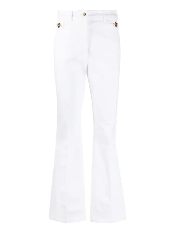 Patou Logo-embroidered Flared Jeans - White