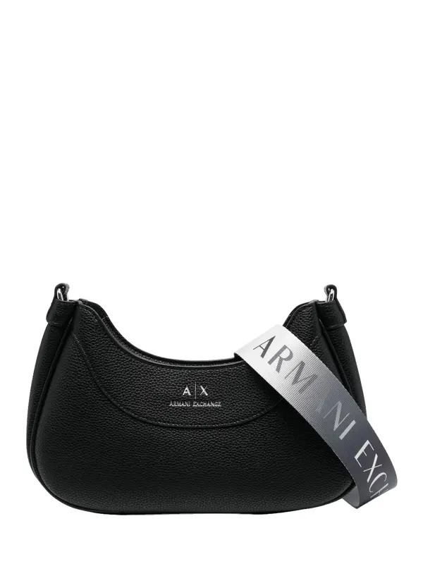 Armani Exchange Debossed-logo Leather Crossbody Bag - Black