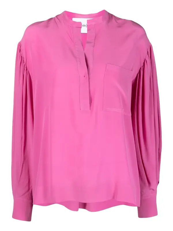 NUDE Long-sleeve Silk Blouse - Pink