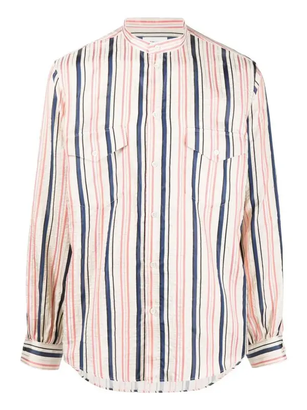 Bally Long-sleeve Striped Silk Shirt - Neutrals