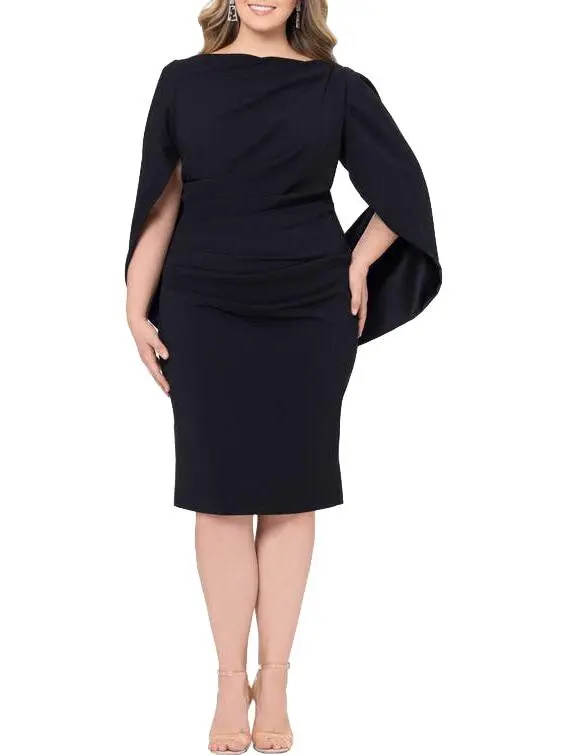Betsy & Adam Drape Back Cocktail Dress - Black