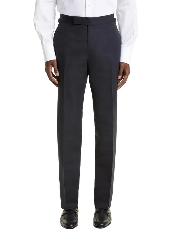 TOM FORD Shelton Cotton & Silk Poplin Tuxedo Pants - Black