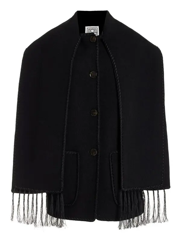 TOTEME Embroidered Wool-blend Scarf Jacket - Black