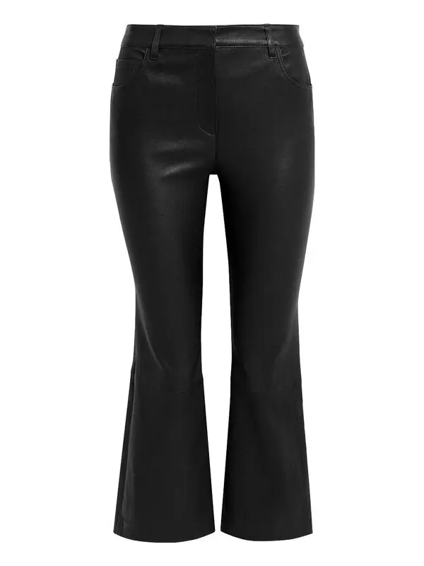 Theory Leather Kick-flare Trousers - Black