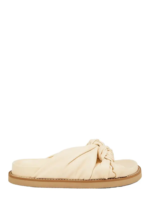 JOSEPH Big Knot Leather Slides - Cream