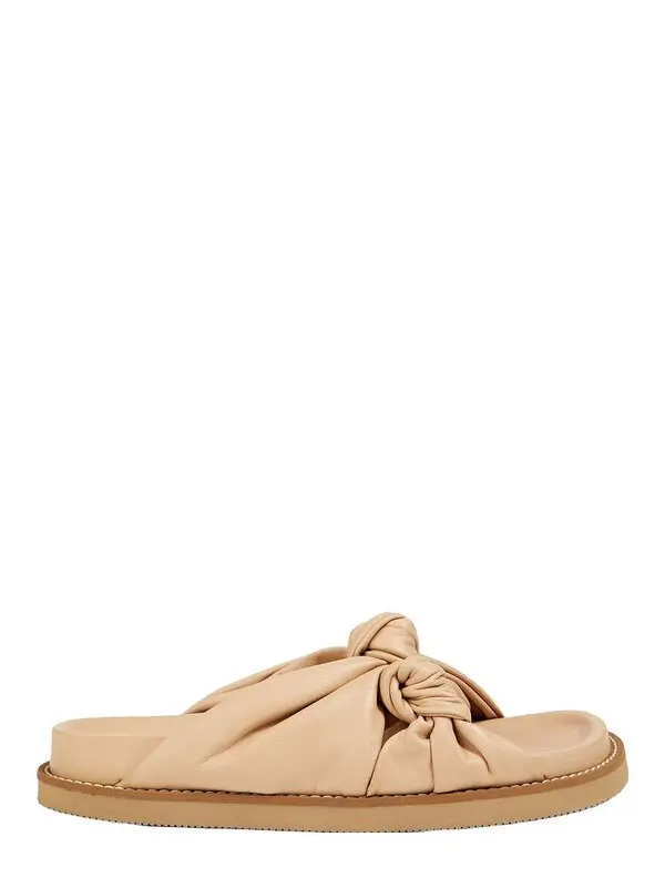 JOSEPH Big Knot Leather Slides - Neutral