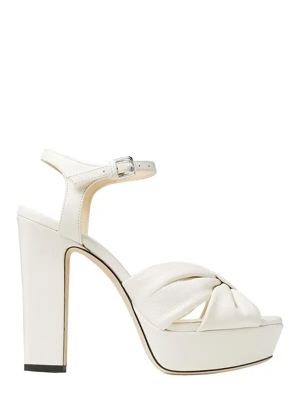 JIMMY CHOO Heloise 120 Nappa Leather Platform Sandals - Neutral