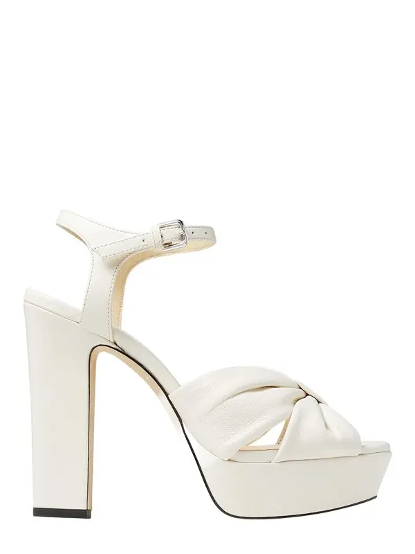 JIMMY CHOO Heloise 120 Nappa Leather Platform Sandals - Neutral