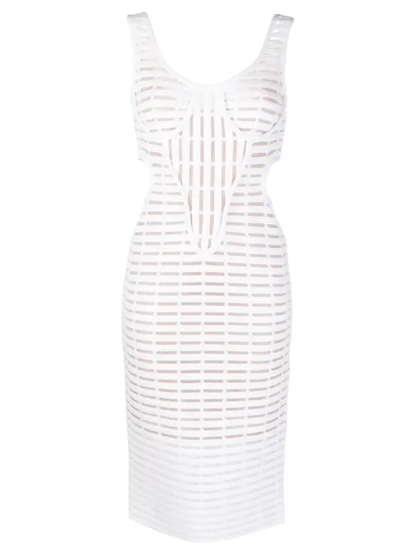 GENNY Cut-out Corded Midi Dress - White