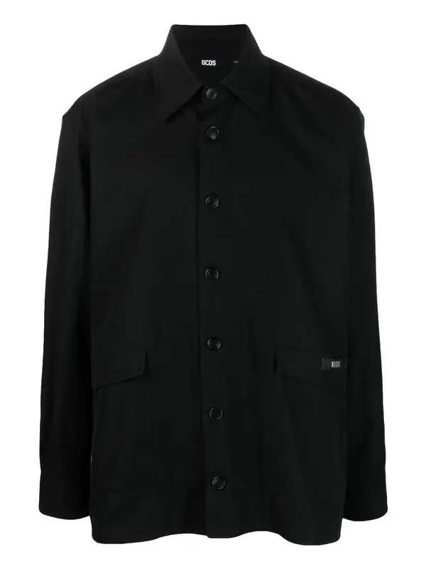 Gcds Logo-patch Cotton Shirt Jacket - Black