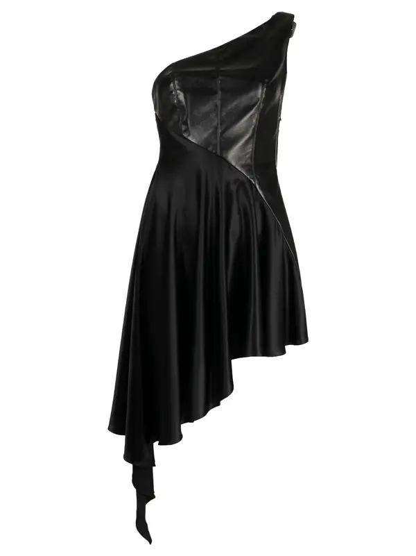 Matériel One-shoulder Faux-leather Dress - Black