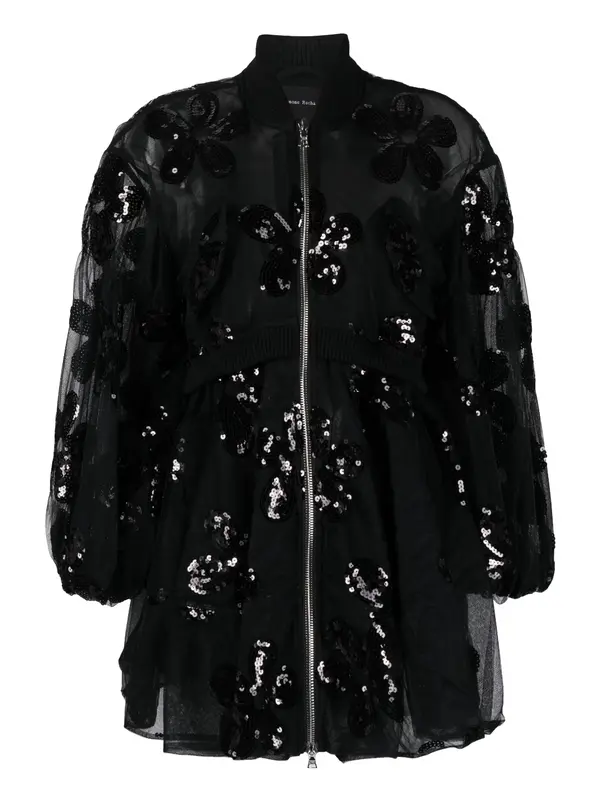 Simone Rocha Sequin-embellished Tulle Coat - Black