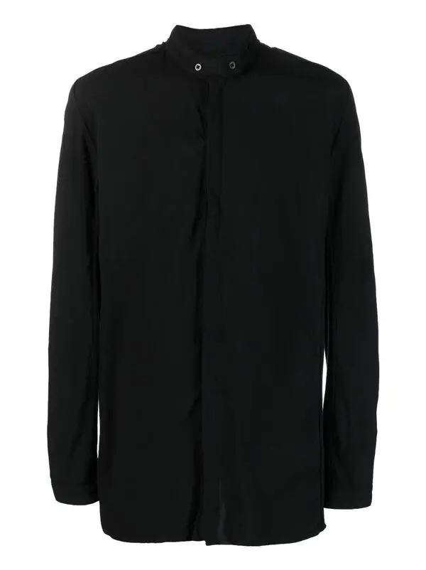 Boris Bidjan Saberi Stand-up-collar Long-sleeve Cotton Shirt - Black
