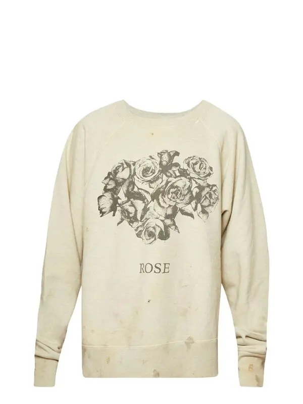 SAINT MXXXXXX Rose-print Crew-neck Sweatshirt - Neutrals