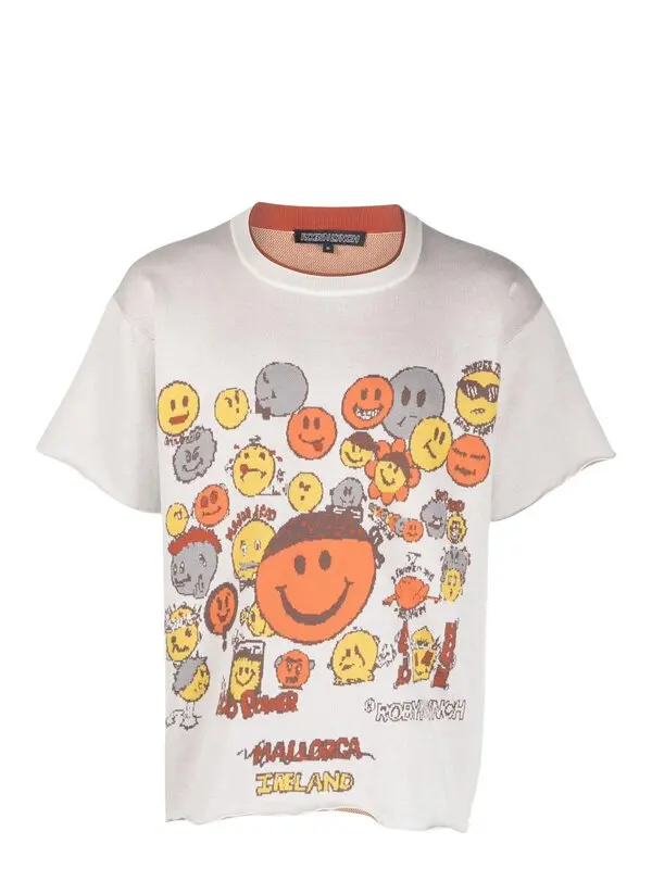 ROBYN LYNCH Smiley-print Cotton T-shirt - Neutrals