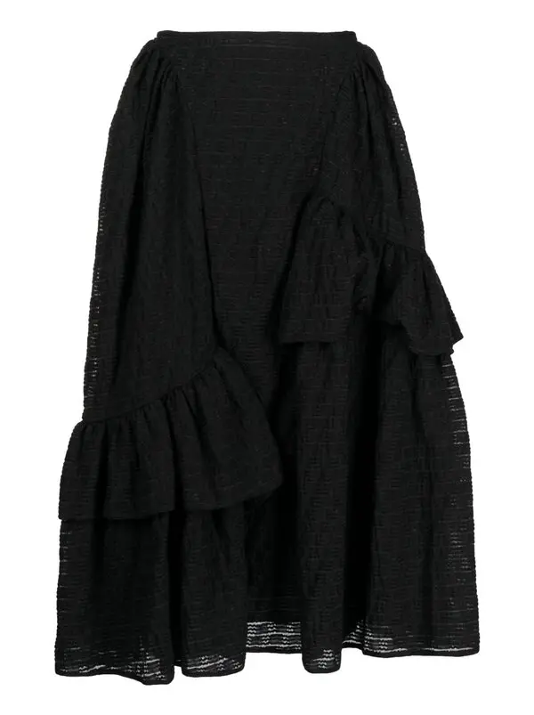 Cecilie Bahnsen Damara Ruffled Midi Skirt - Black