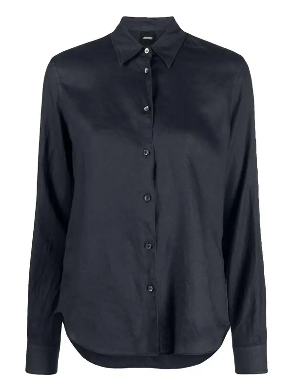 Aspesi Button-up Linen Shirt - Blue