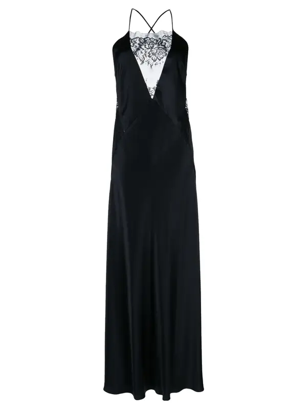 Michelle Mason Lace-inset Gown - Black