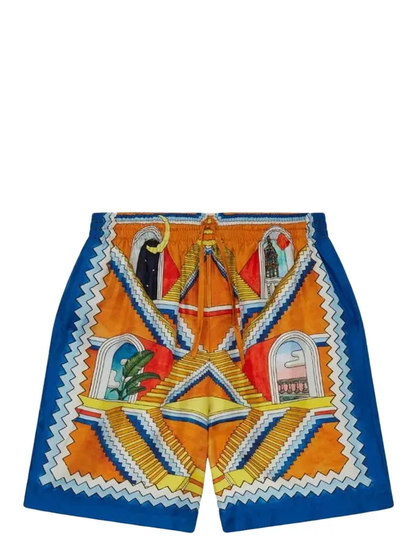 Casablanca Escalier Infini Silk Shorts - Blue