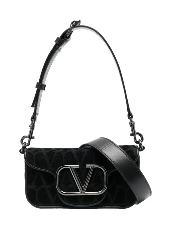 Valentino Garavani Vlogo Signature Canvas Shoulder Bag - Black