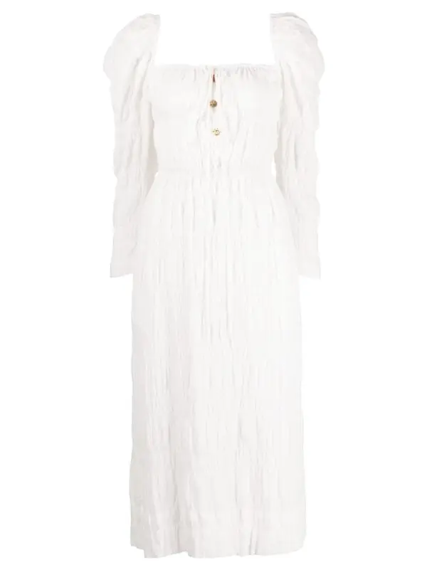 REJINA PYO Nora Smocked Midi Dress - White