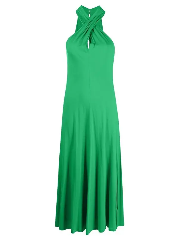 Polo Ralph Lauren Halterneck Flared Midi Dress - Green