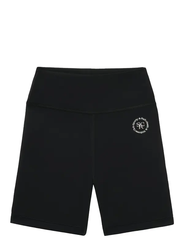 SPORTY & RICH N.02 Embroidered-logo Shorts - Black