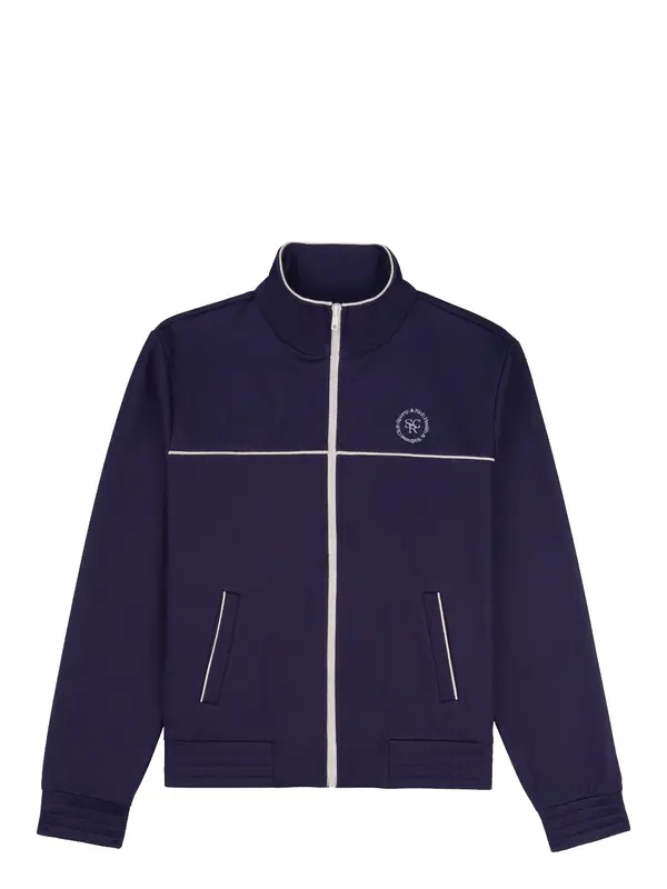 SPORTY & RICH Embroidered-logo Zip-up Jacket - Blue