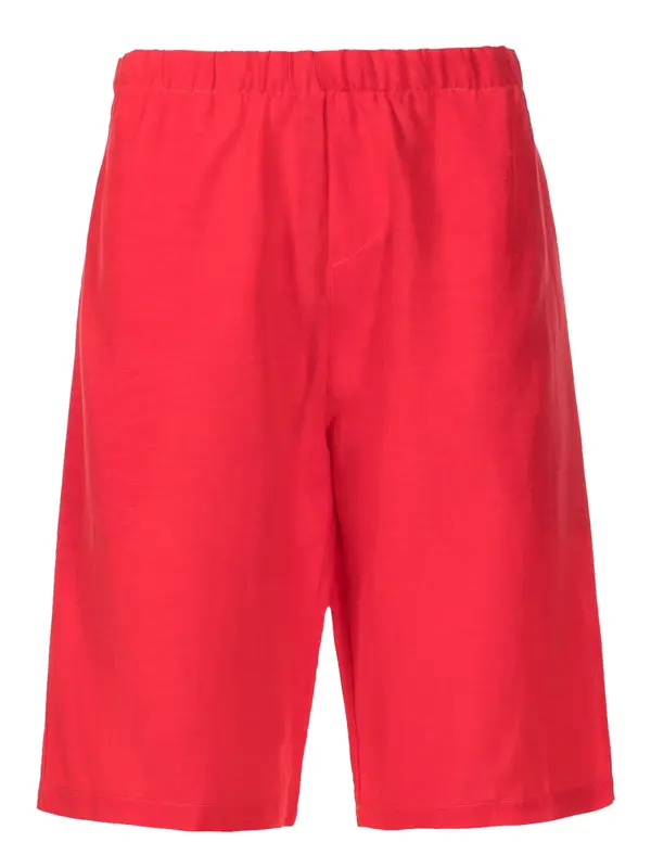 AMIR SLAMA Elasticated-waistband Linen Shorts - Red