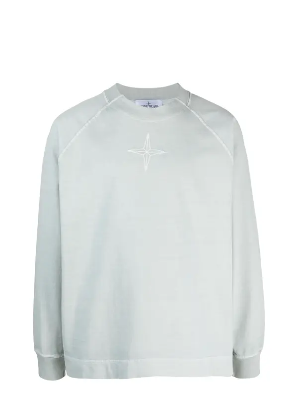 Stone Island Logo-embroidered Cotton Sweatshirt - Blue
