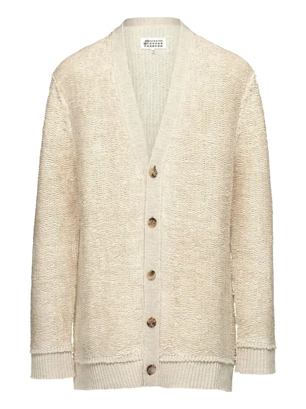 MAISON MARGIELA Raw-edge V-neck Cardigan - Neutrals