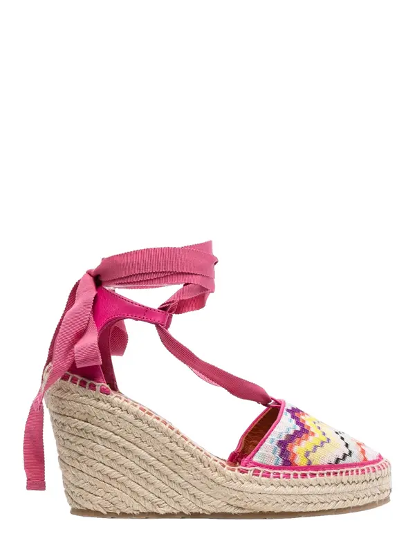 Missoni Zigzag Woven Espadrille Wedges - Pink