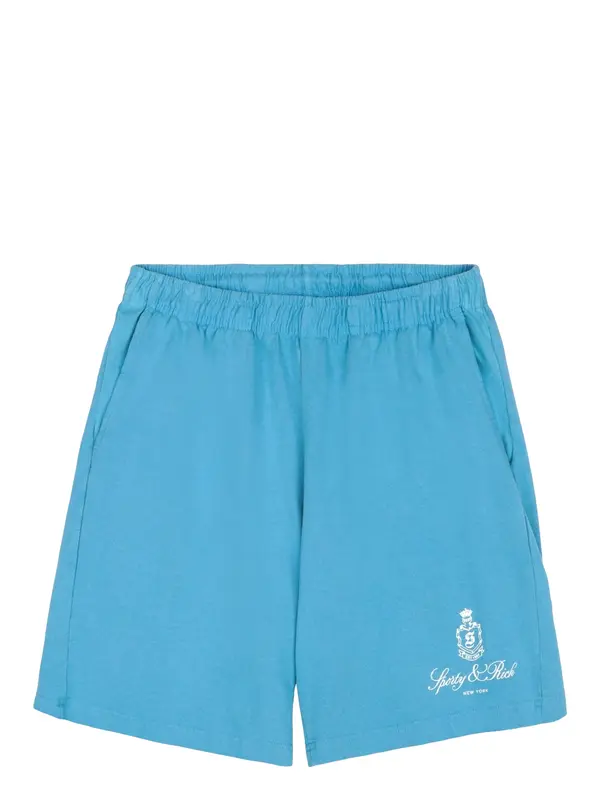 SPORTY & RICH Vendome Logo-print Shorts - Blue