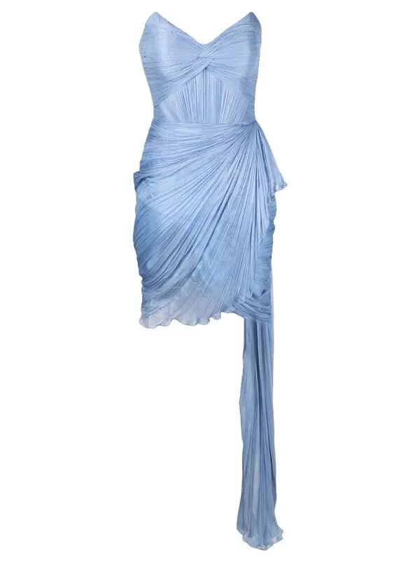 IRIS SERBAN Zay Strapless Draped Dress - Blue