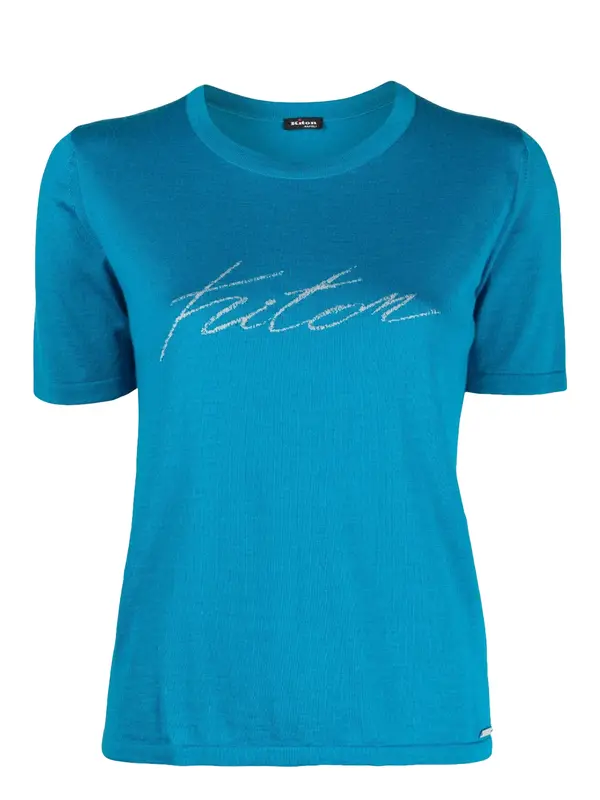 Kiton Jacquard Logo T-shirt - Blue