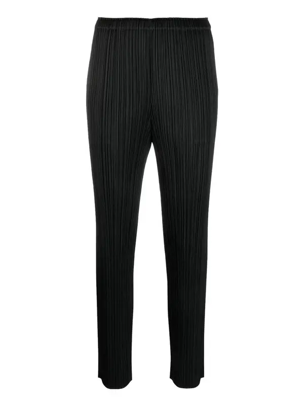 Issey Miyake Plissé Tapered Cropped Trousers - Black