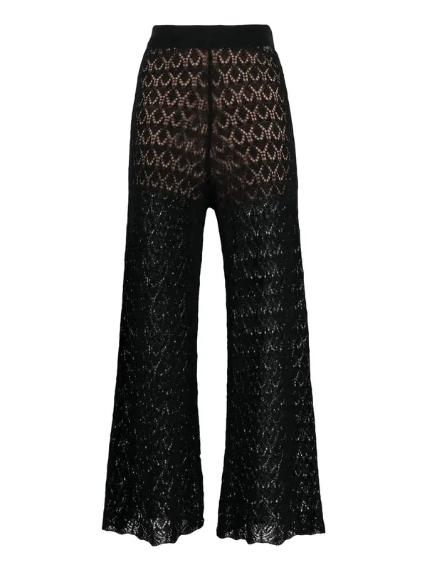 Liu Jo Open-knit Flared Trousers - Black