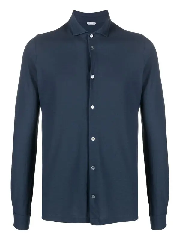 ZANONE Long-sleeved Cotton Shirt - Blue
