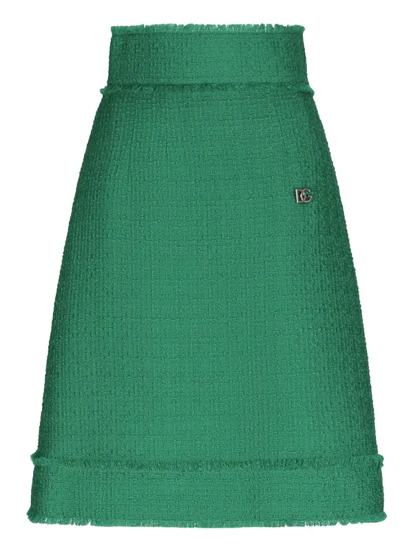 Dolce & Gabbana Raschel Tweed Midi Skirt - Green