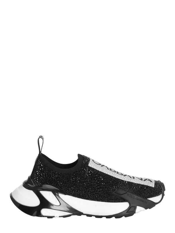 Dolce & Gabbana Fast Crystal Embellished Sneakers - White
