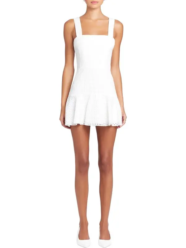 Amanda Uprichard Annalise Gingham Organza Mini Dress - White